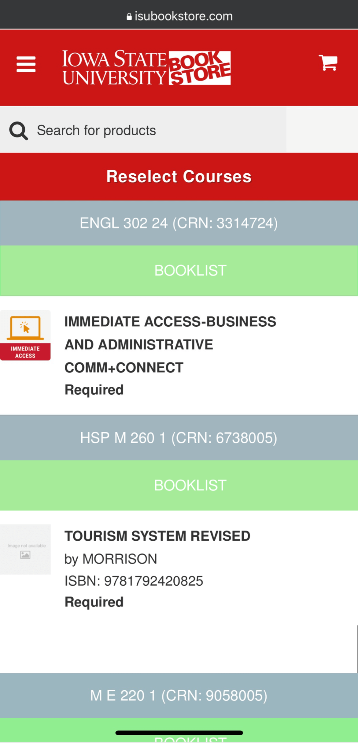 ISU Student Book Lists