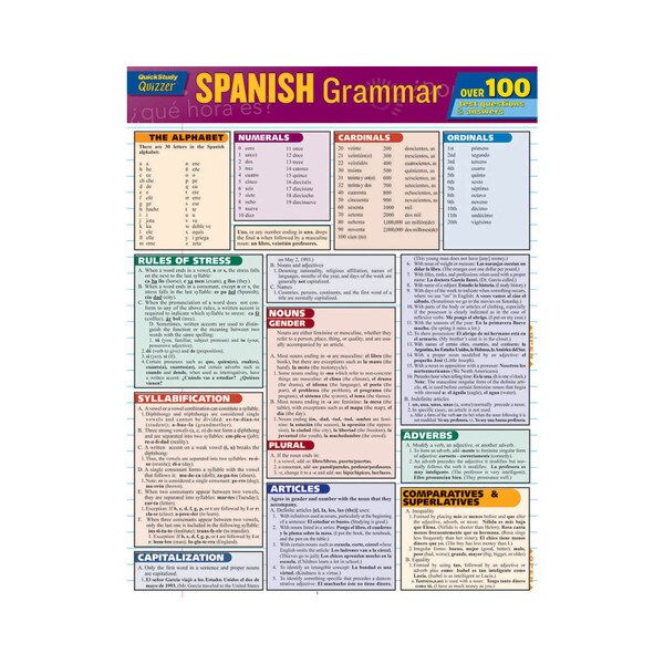 Spanish Grammar Quizzer - Quick Study Guide | ISU Book Store