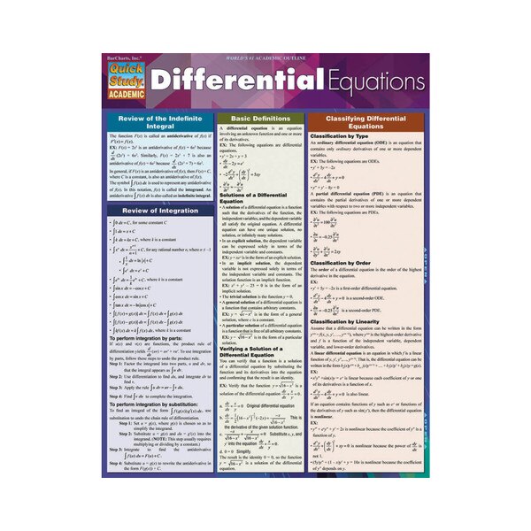 Differential Equations - Quick Study Guide | ISU Book Store