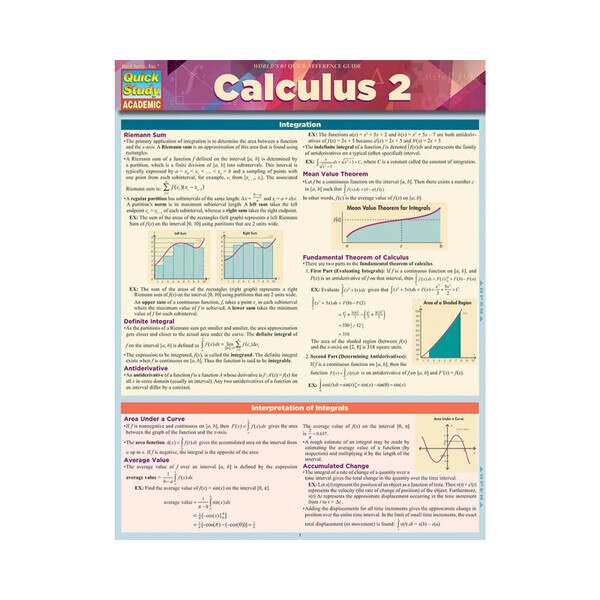 Calculus 2 - Quick Study Guide | ISU Book Store