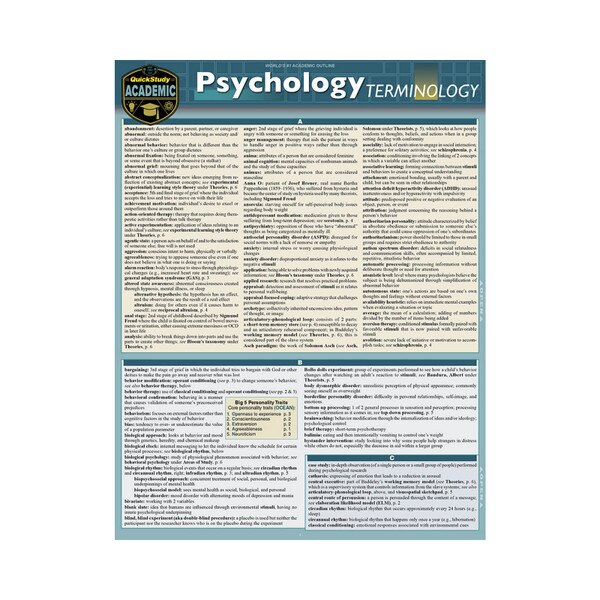 Psychology Terminology - Quick Study Guide | ISU Book Store