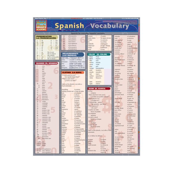 Spanish Vocabulary Quick Study Guide | ISU Book Store