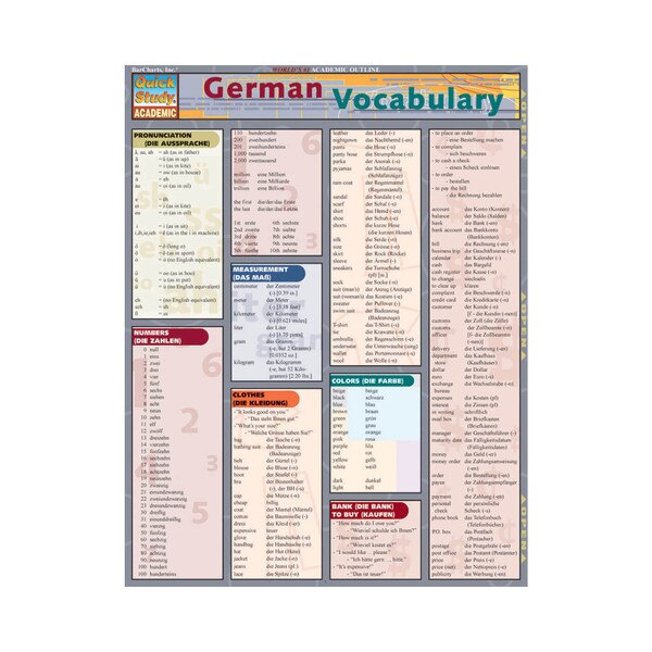 German Vocabulary Quick Study Guide | ISU Book Store