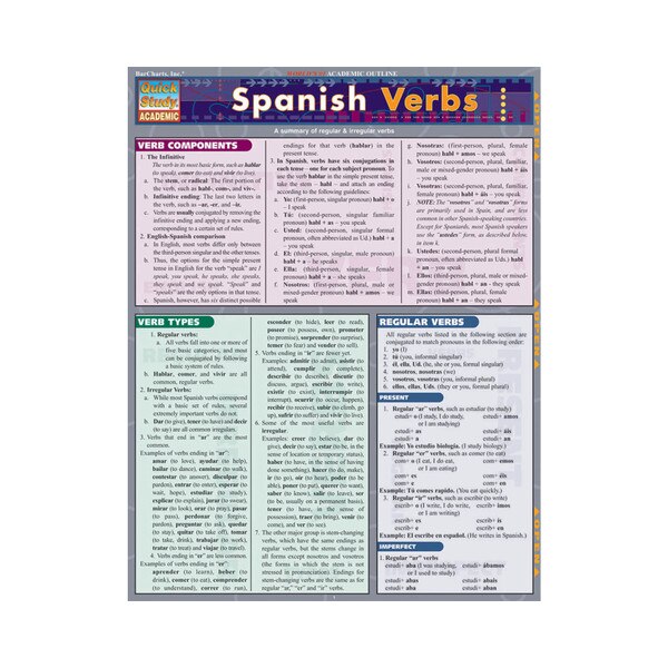 Spanish Verbs Quick Study Guide | ISU Book Store
