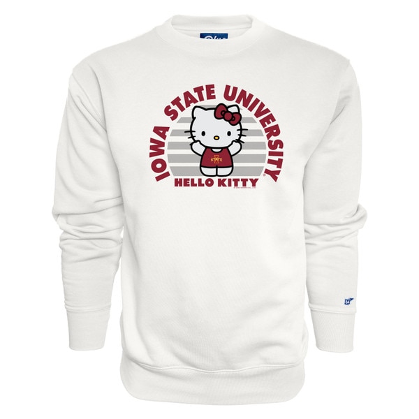 Blue 84 Hello Kitty Iowa State University White Crewneck Sweatshirt
