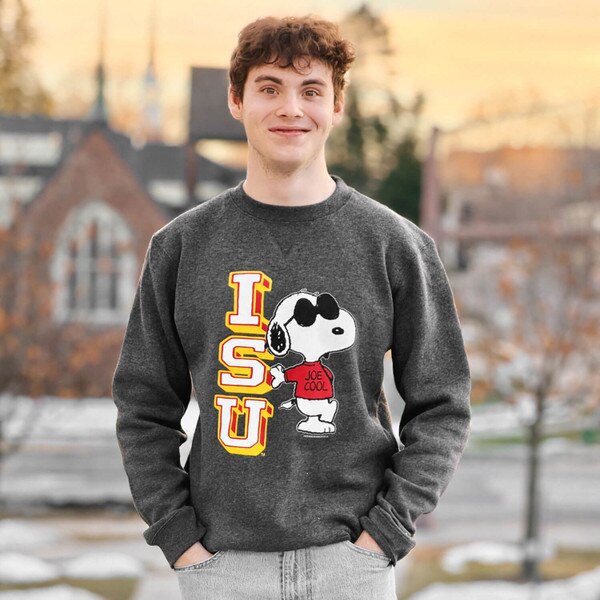 Peanuts x Iowa State Gray Joe Cool Crewneck Sweatshirt | ISU Book Store