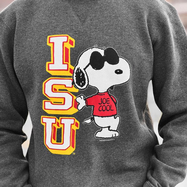 Peanuts x Iowa State Gray Joe Cool Crewneck Sweatshirt | ISU Book Store