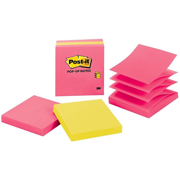 Post-it Sticky Note - 3x3in 300Sht-Neon Pink-Green