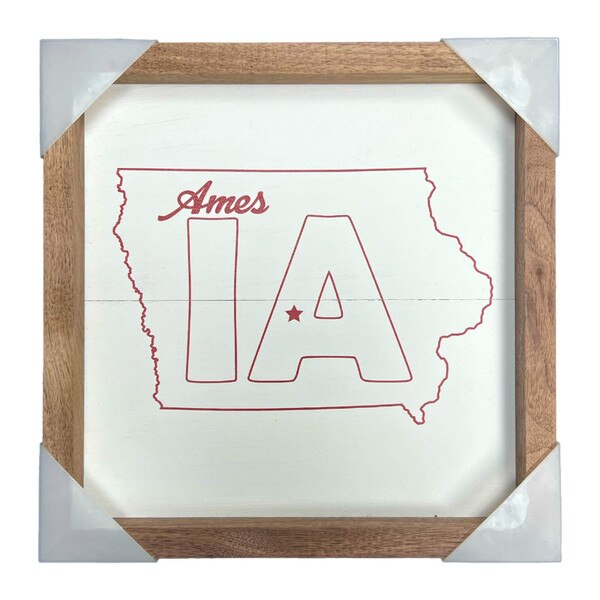 State of Iowa Shape Ames Cream and Cardinal Sign 8-inch x 8-inch | ISU ...